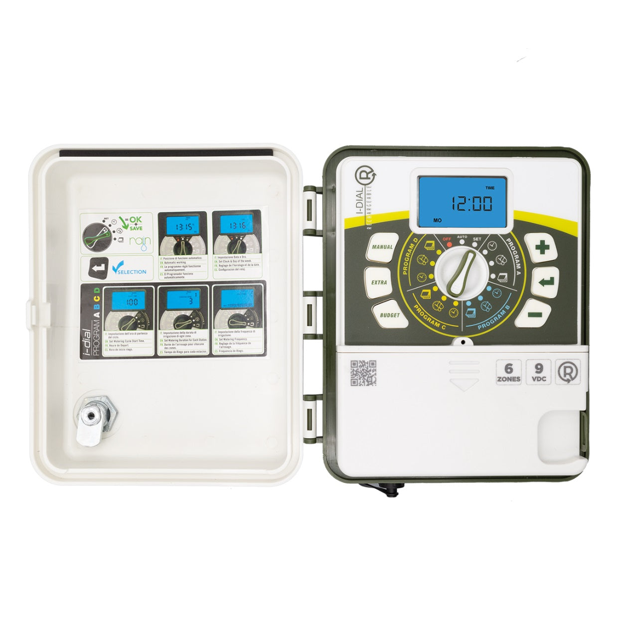 RAIN I-Dial R Wall Mounted Battery Irrigation Controller, 6 Stations ...
